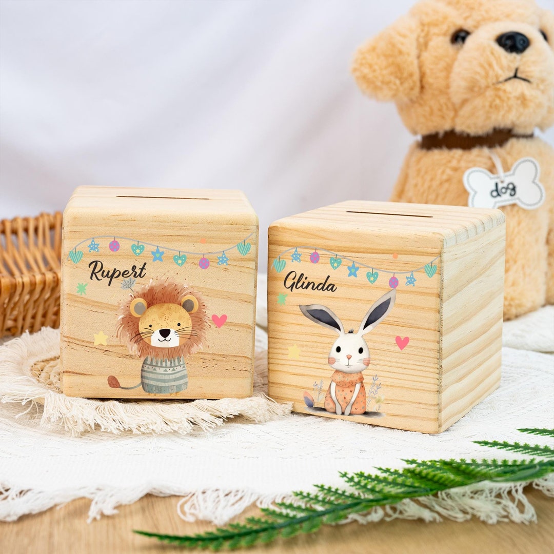 Wood Custom Money Box for Toddler Gift, 1st Birthday Gift, Easter Gift ...