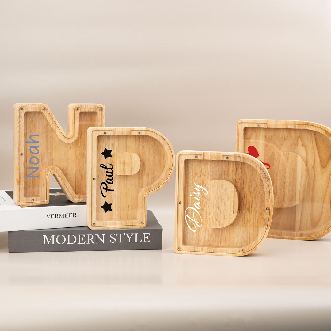Money Box Children,money Box Personalized,money Box Wood Letter,piggy ...