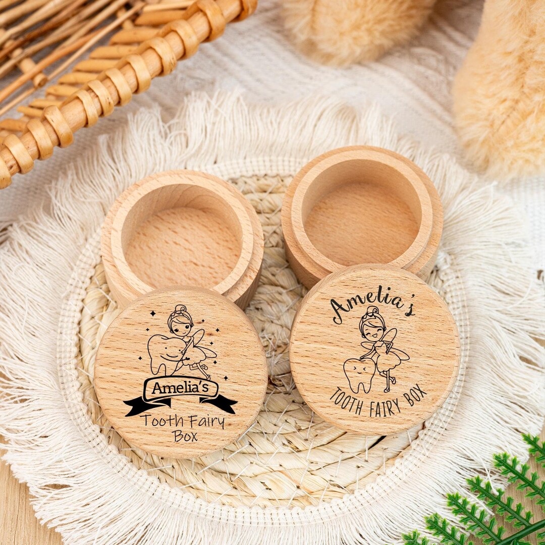 Engraved Tooth Fairy Box for Girls, Baby Teeth Storage Box, Baby ...