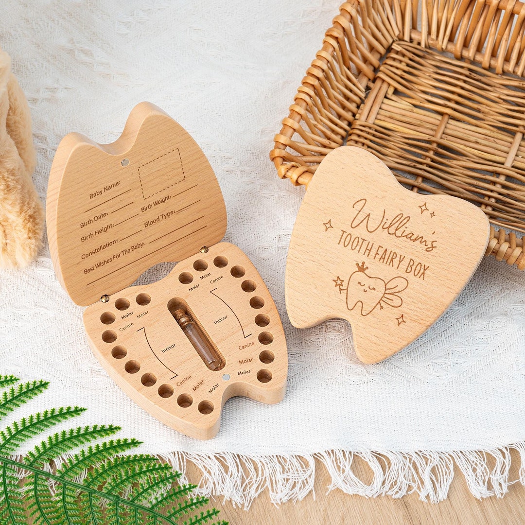Personalized Wooden Engraved Tooth Fairy Box,custom Child's Name First ...
