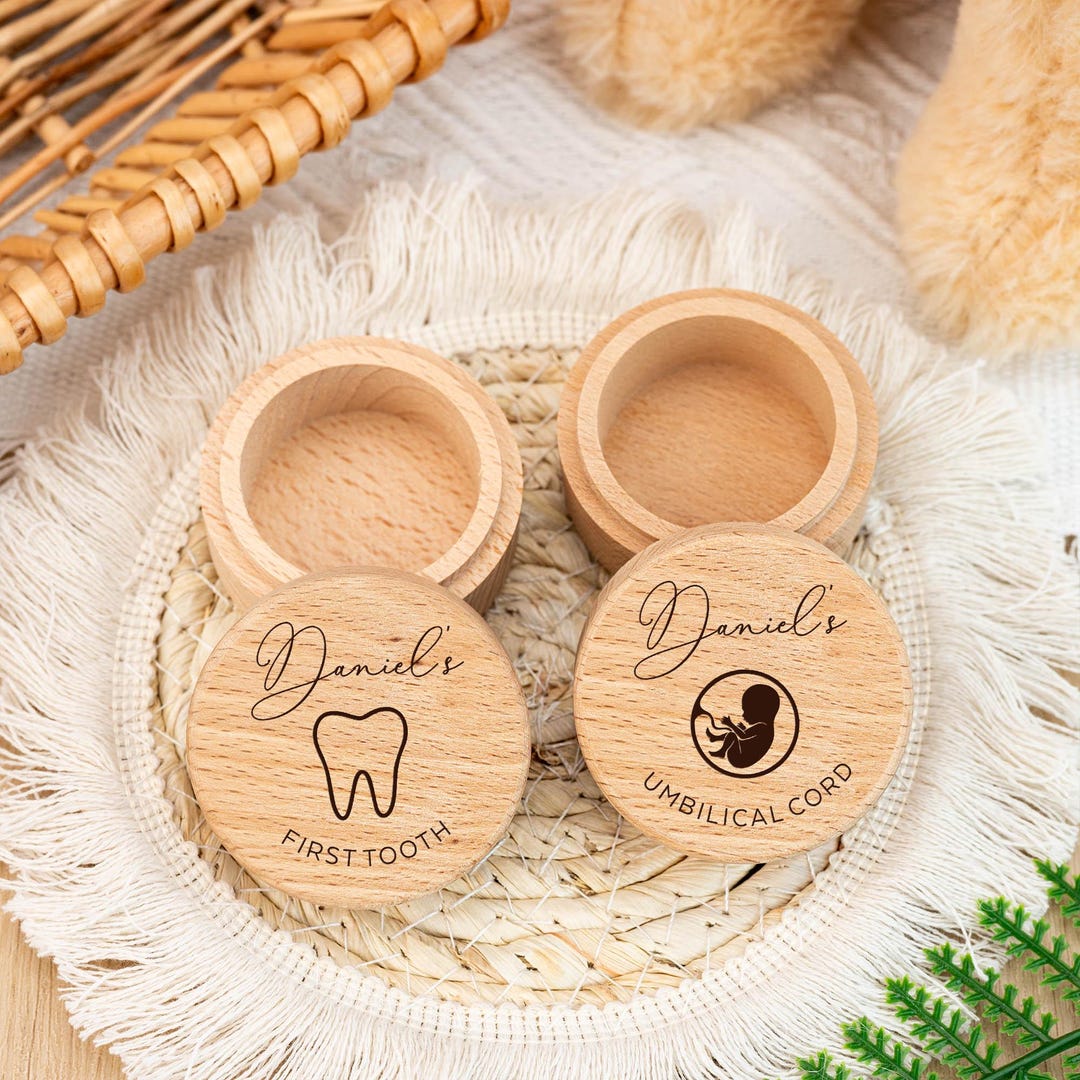 Baby Umbilical Cord Box, Baby Tooth Box, Baby First Haircut Box, Wooden ...
