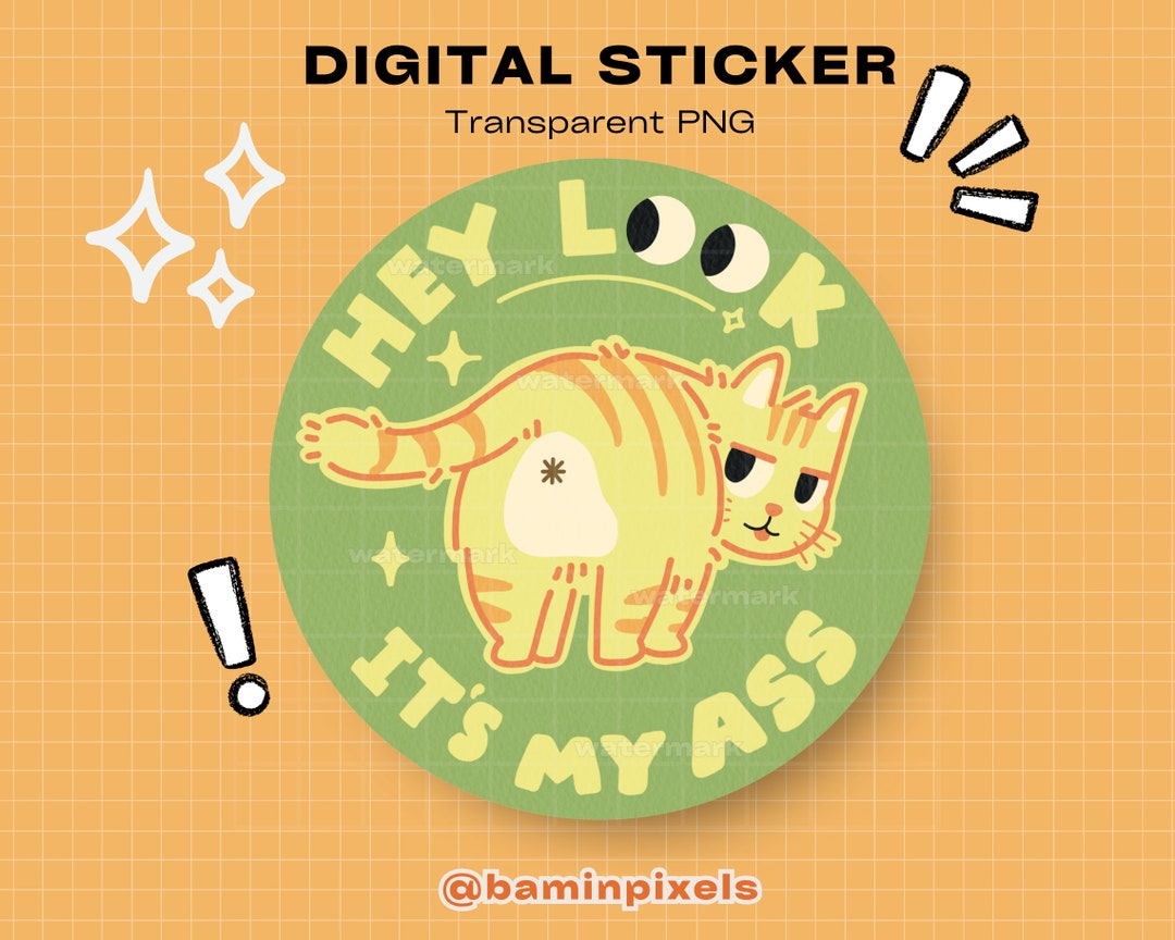 Funny Cute Cat Digital Sticker With PNG Transparent Background ...