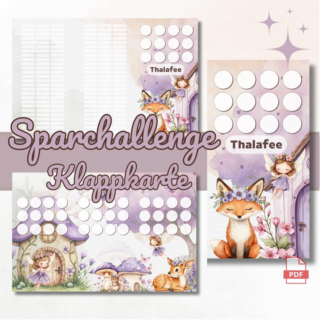 Savings Challenge Fairy Budget Template A6 | Envelope Method Savings ...