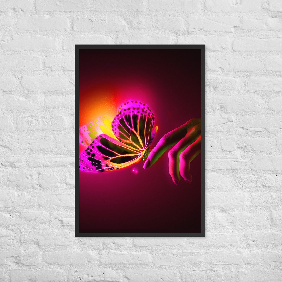 Butterfly Touch Finger Framed Photo Paper Poster - Etsy
