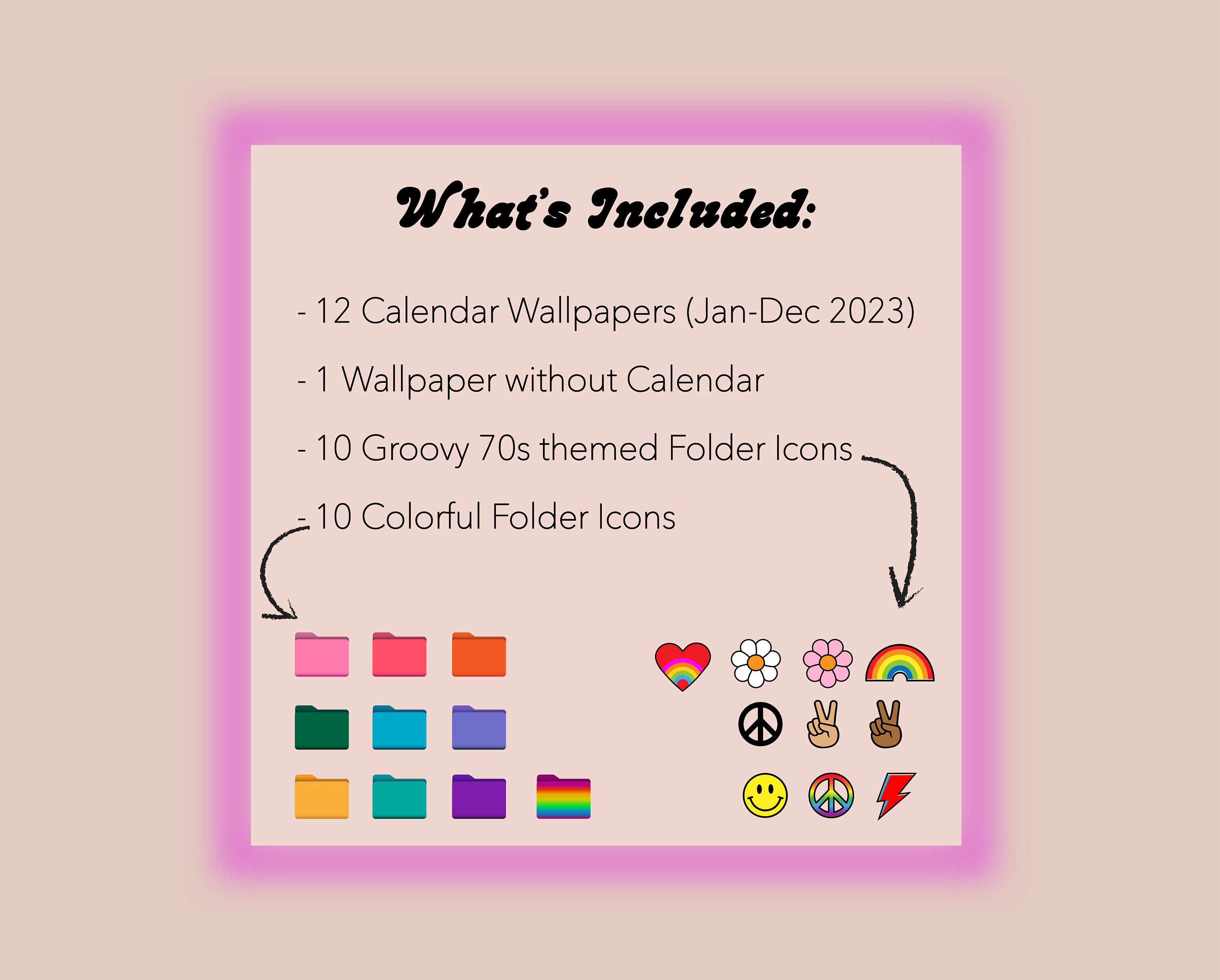 Desktop Organizer | 2023 Calendar | Retro Groovy Wallpaper | Laptop ...