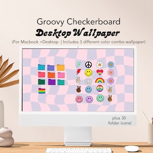 Desktop Organizer | Danish Pastel Wallpaper | Retro Groovy | Laptop ...