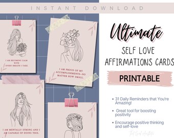 100 Affirmation Cards Digital Download, Mindfulness Affirmations Deck ...