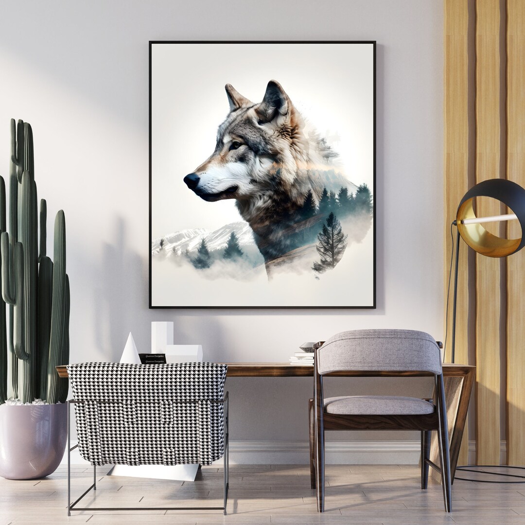 Horizontal Wolf Canvas, Animal Wall Art, Nature, Wild Animals Art ...