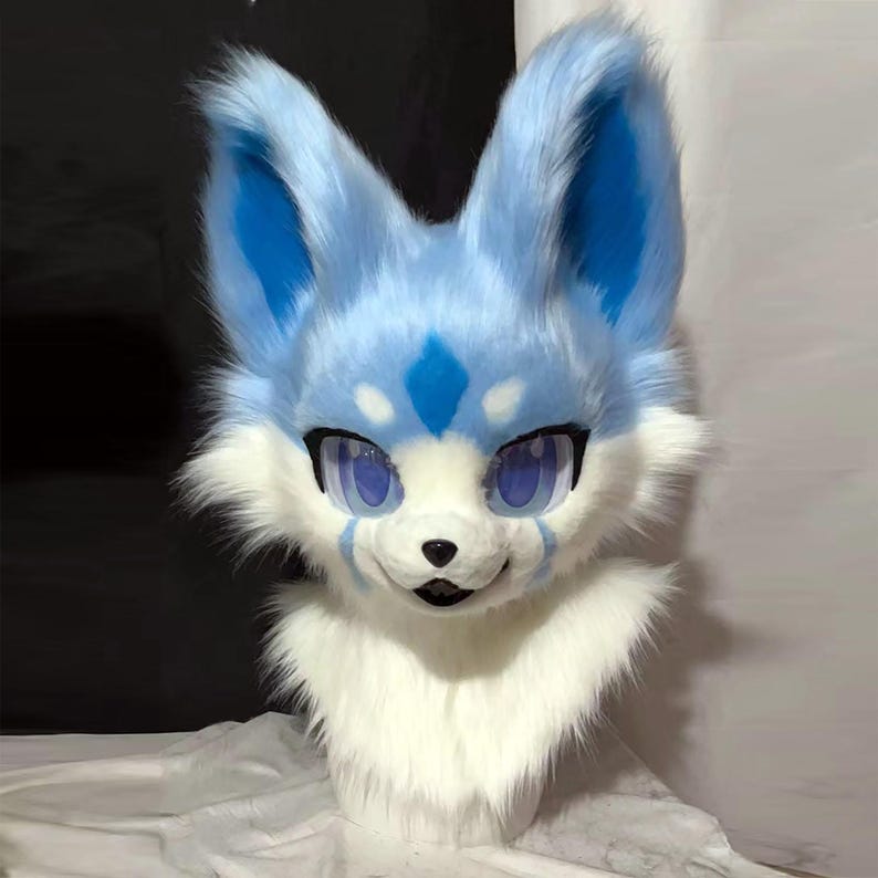 Blue Dog Fursuit Head | Kigurumi Mask Plush Kemono | Comic Con| Furry ...