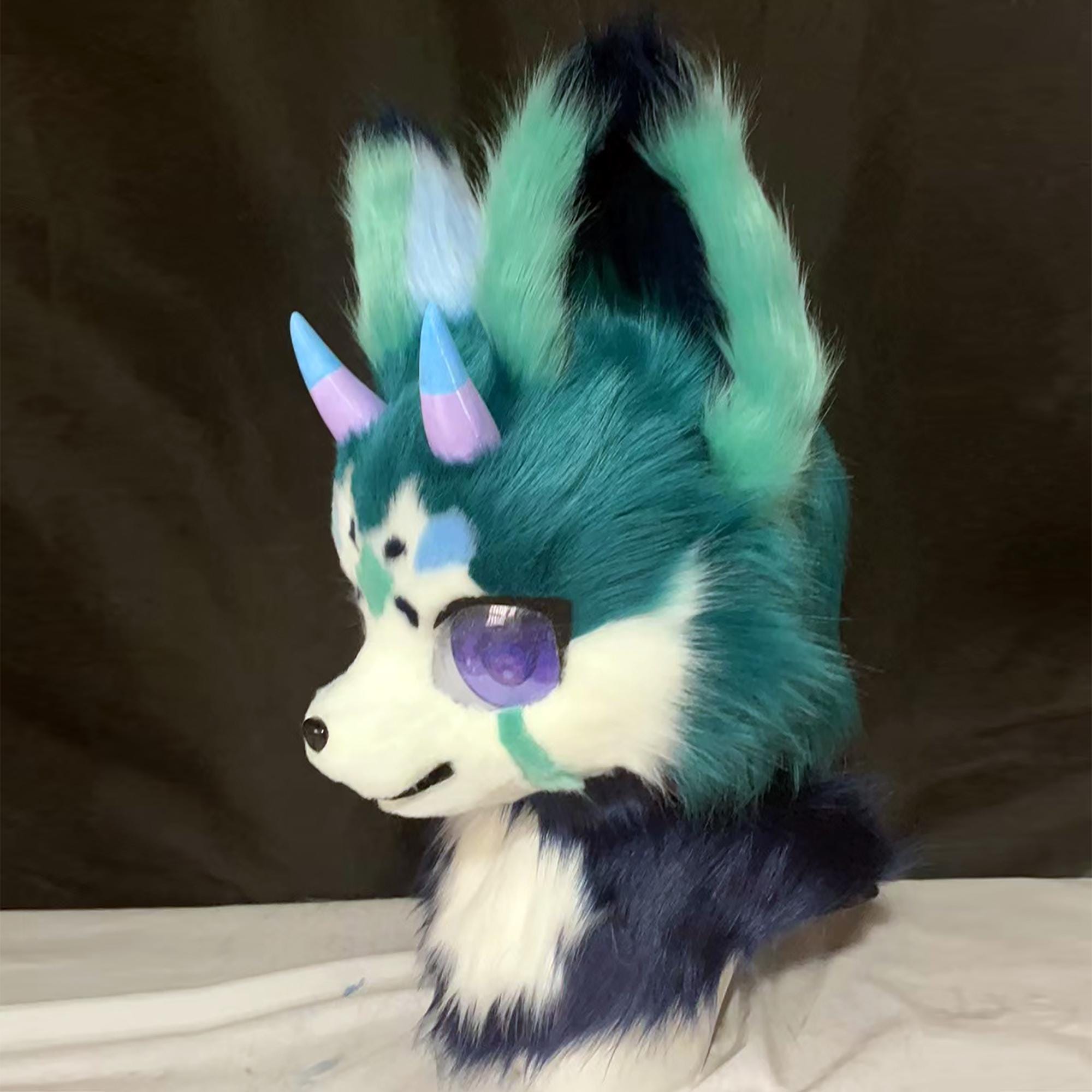 Green Fursuit Canine Head, Custom Dog Fursuit Head for Cosplay, and ...