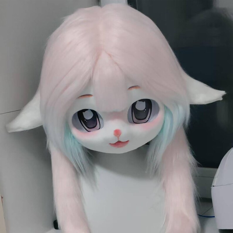 Cute White Sheep Kig Furry Mask Head,fursuit Mask Head, Cat Kemono Mask ...