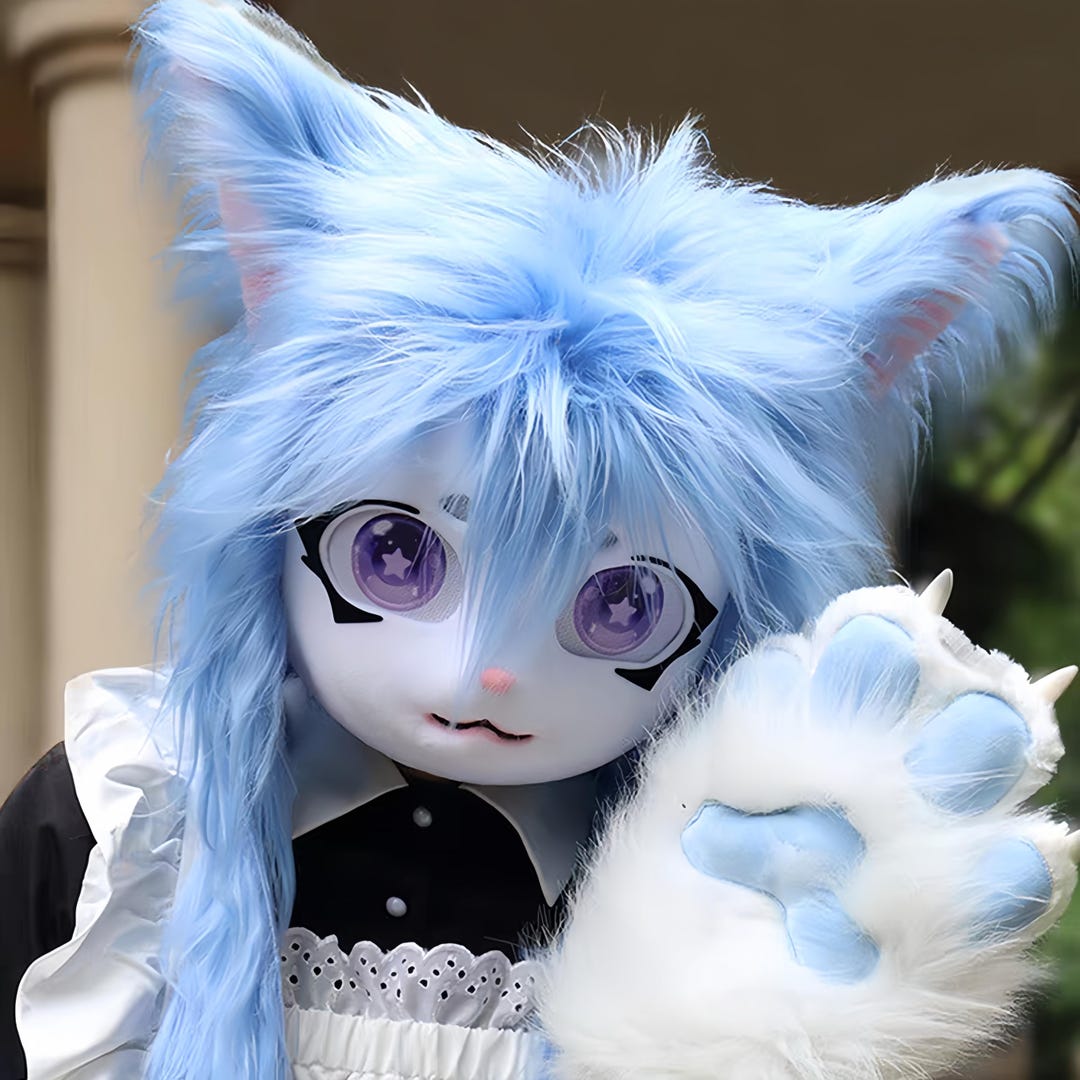 Furry Mask Head Cat/halloween Costume/unique Christmas Gift/kig Kemono ...