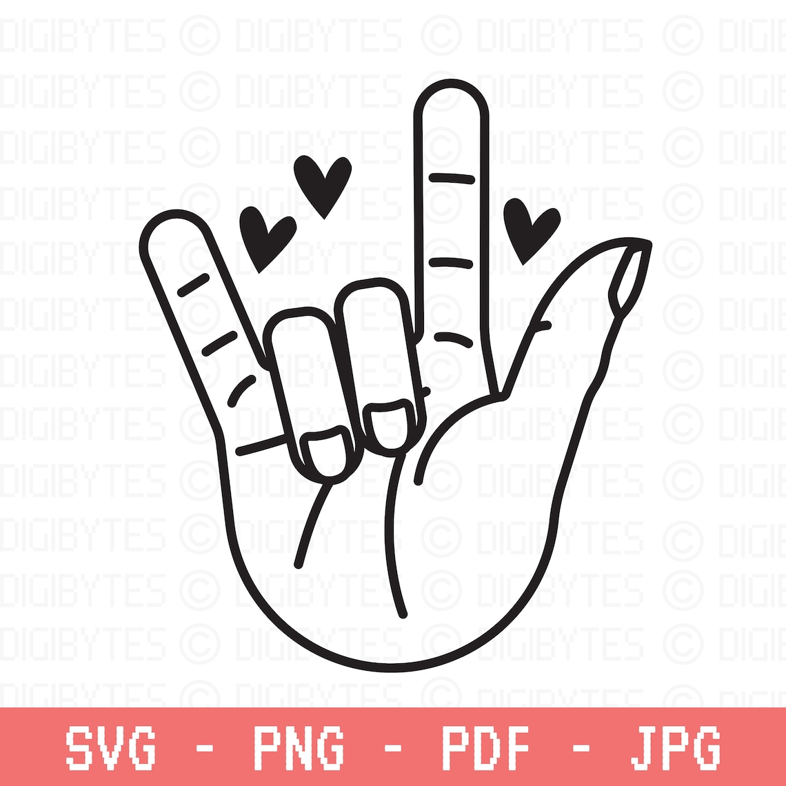 I Love You Hand Sign Svg, ASL, Sign Language Svg. Vector Cut File ...