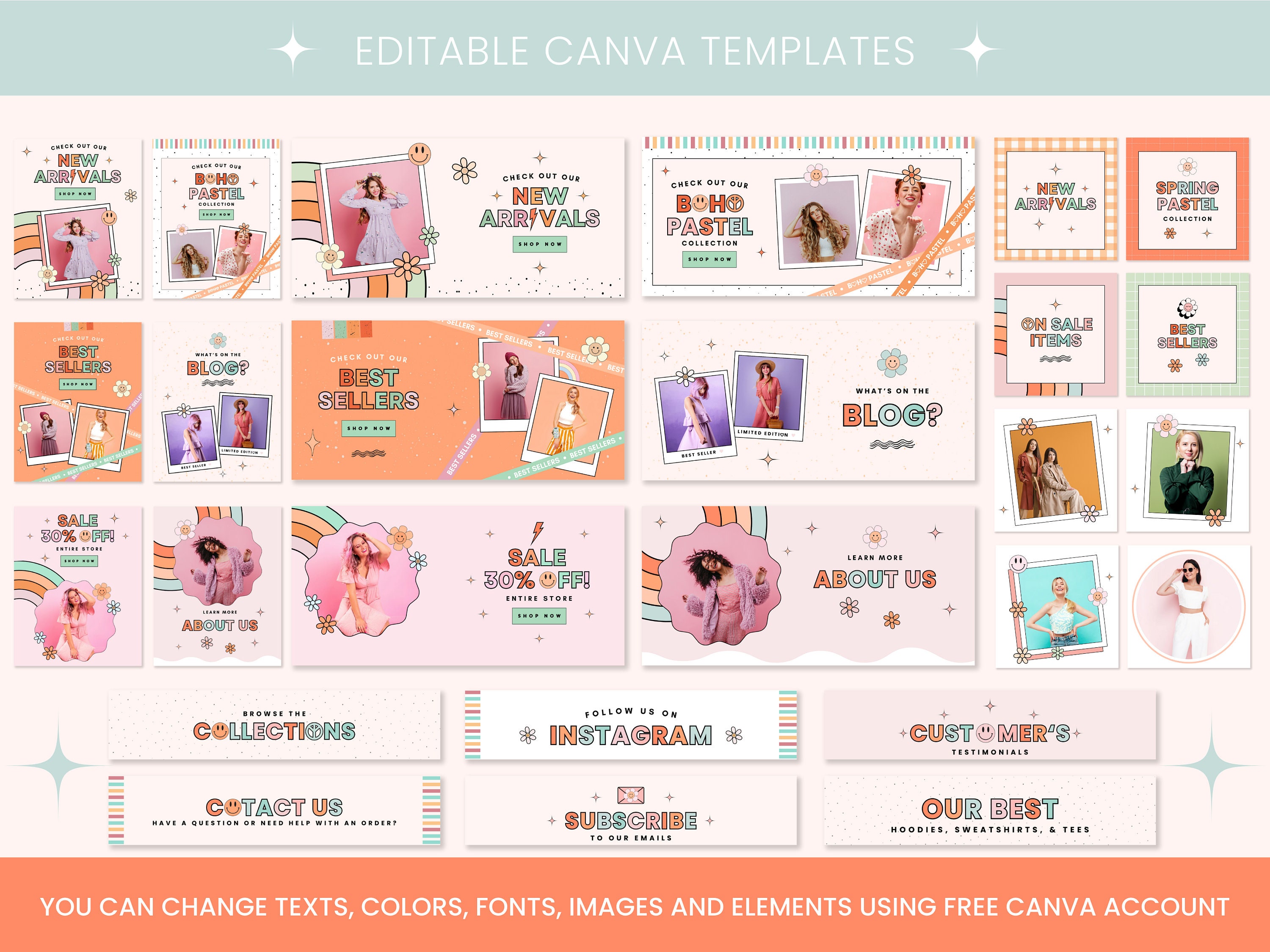 Shopify Theme Template, Pink Shopify Shopify Boutique Theme With Canva ...