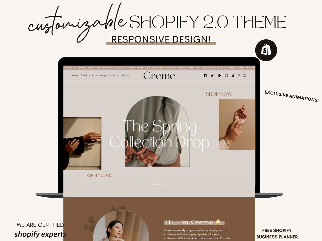 Creme Easy Shopify Theme Template, Minimal Website Shopify Design ...