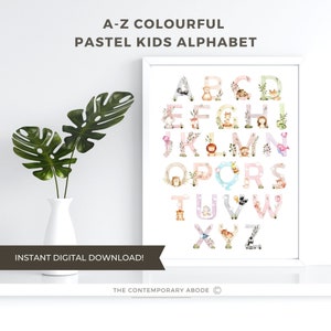 Kids Learning Pastel Colour Alphabet Poster | Decor Children Print ...