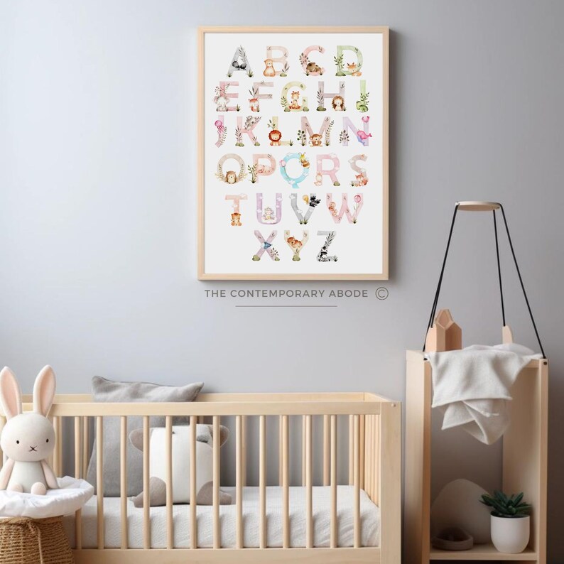 Kids Learning Pastel Colour Alphabet Poster | Decor Children Print ...