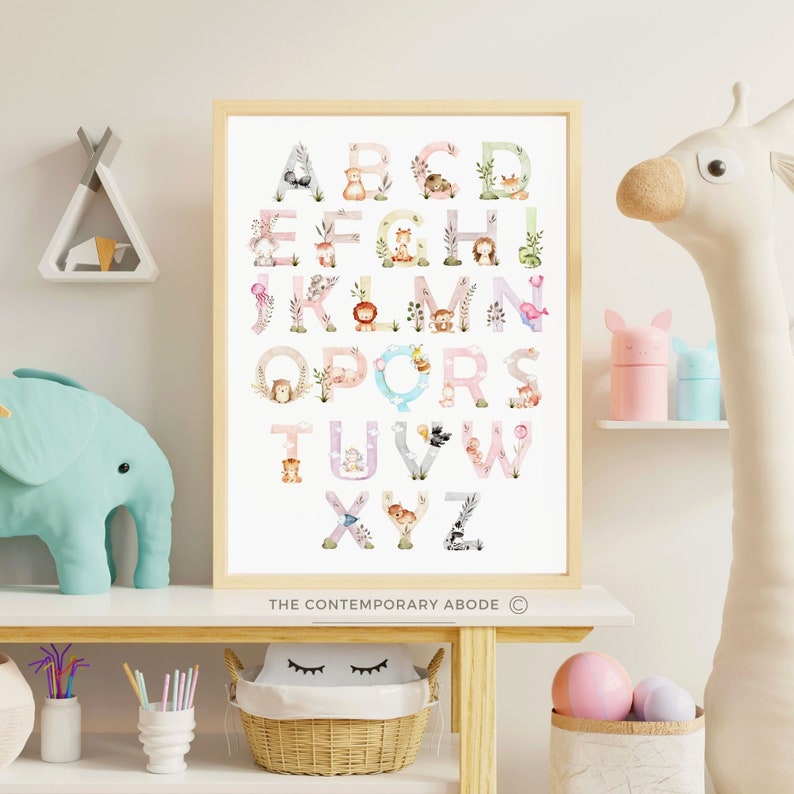 Kids Learning Pastel Colour Alphabet Poster | Decor Children Print ...