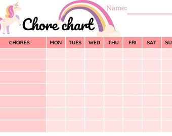 Kids Chore Chart Digital Download - Etsy