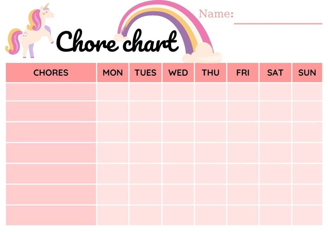 Girl's Chore Chart - Etsy