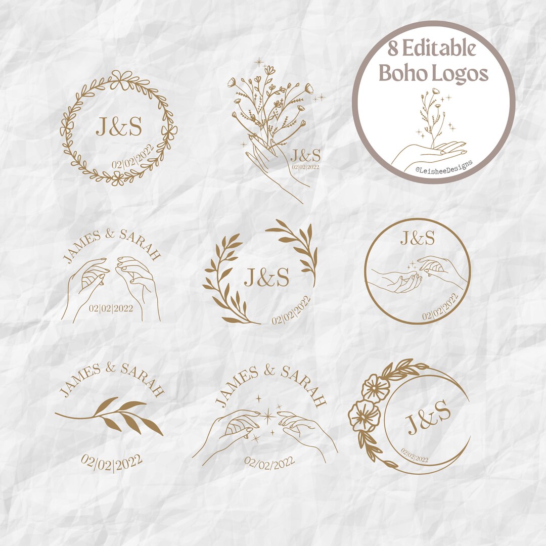 8 Boho Editable Wedding Monograms/logo's - Etsy