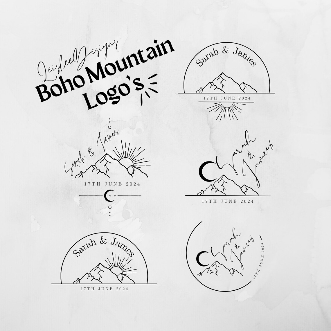 Mountain Logo X6 - Boho Wedding (template) - Etsy