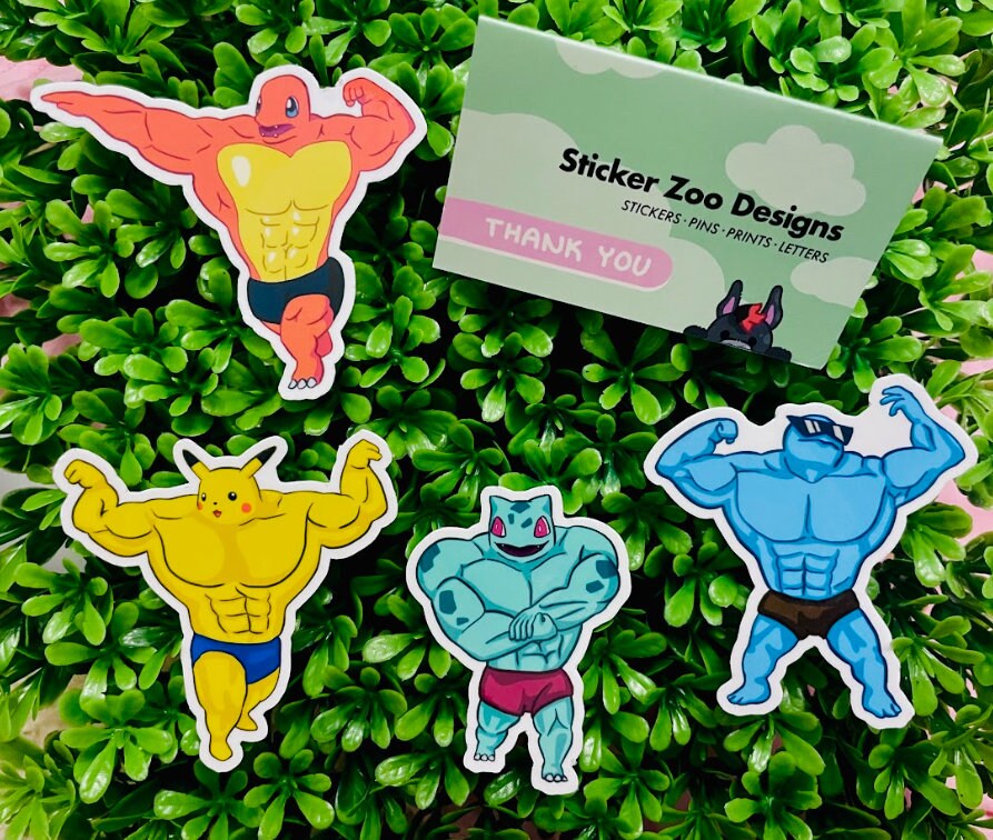 Buff P0kemon Vinyl Stickers 2D Drawings Based on the Buff Starters ...