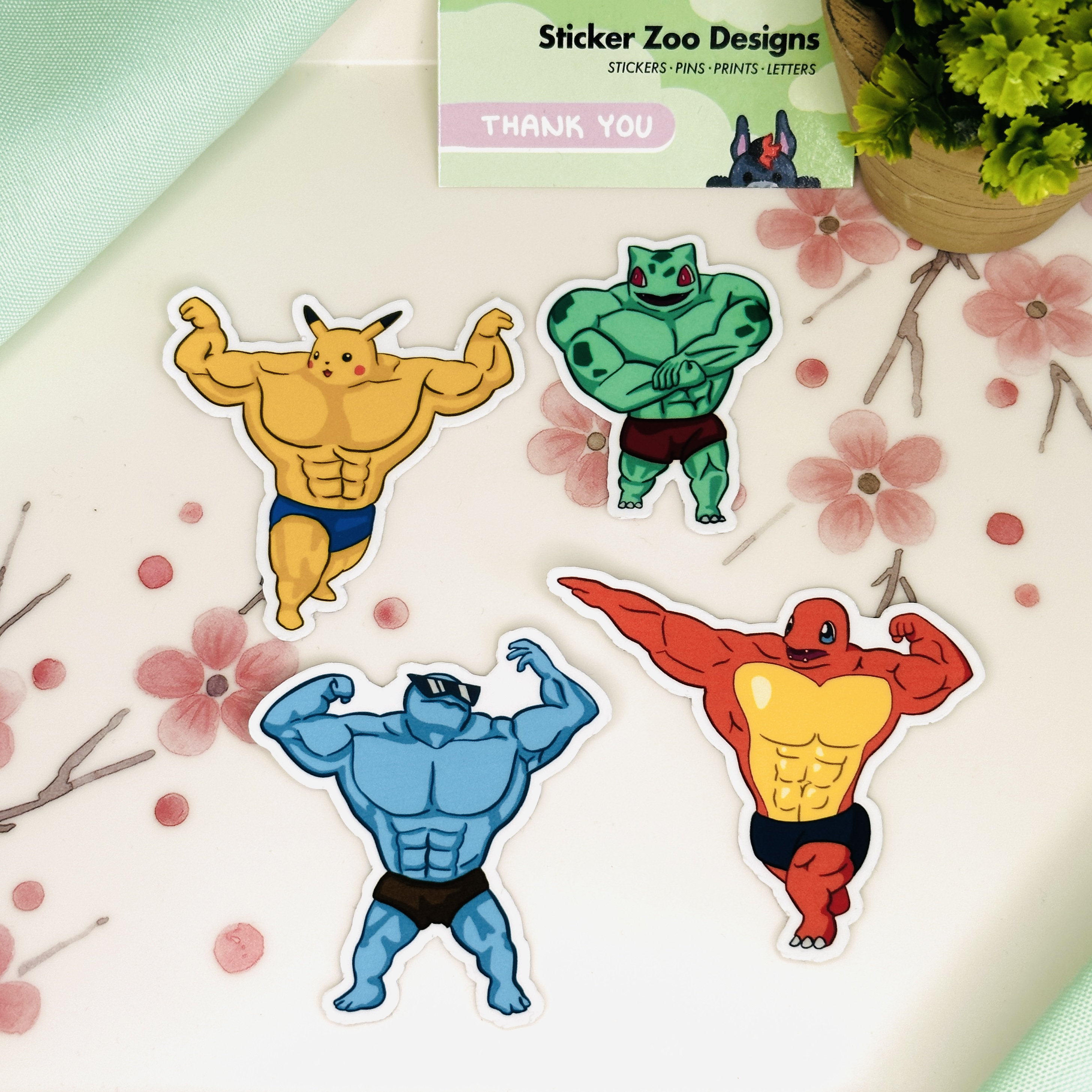 Buff P0kemon Vinyl Stickers 2D Drawings Based on the Buff Starters ...