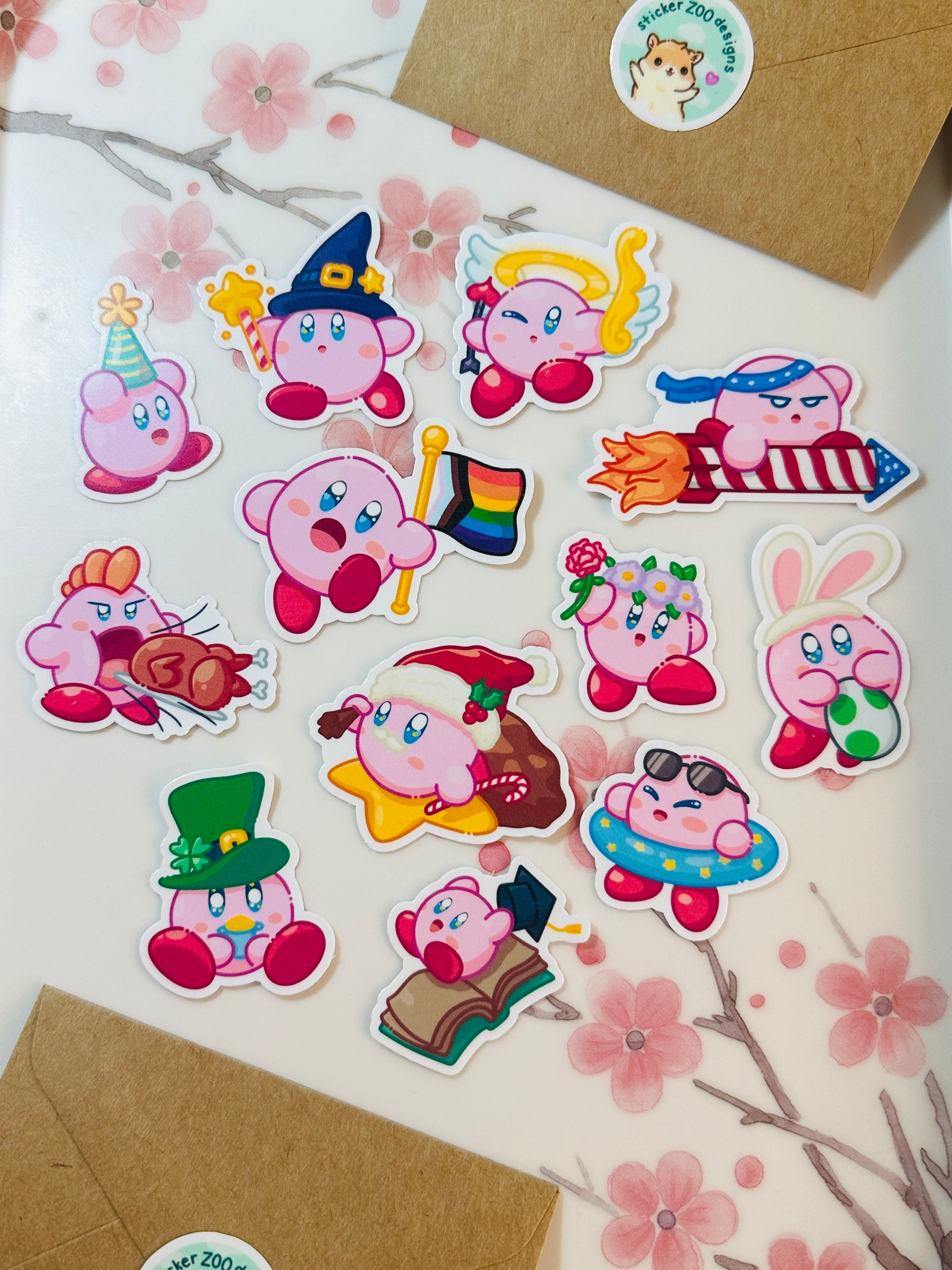 KIRBY KAWAII Holidays Cute Sticker Pack Pink Puffball Memes, Mini ...