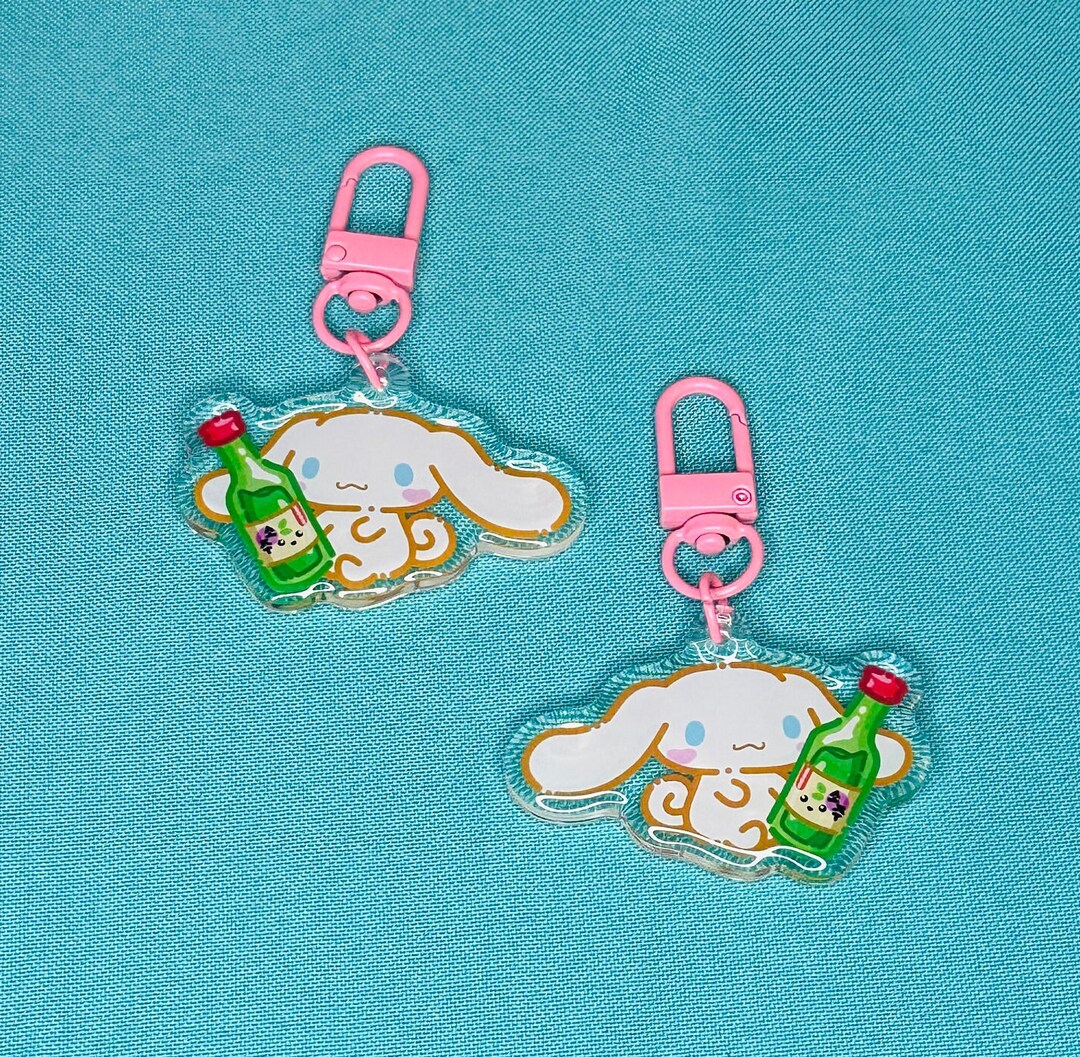 Cnnamor0ll Snrio Keychain Charm Soju Lover Acrylic Decoration for Your ...