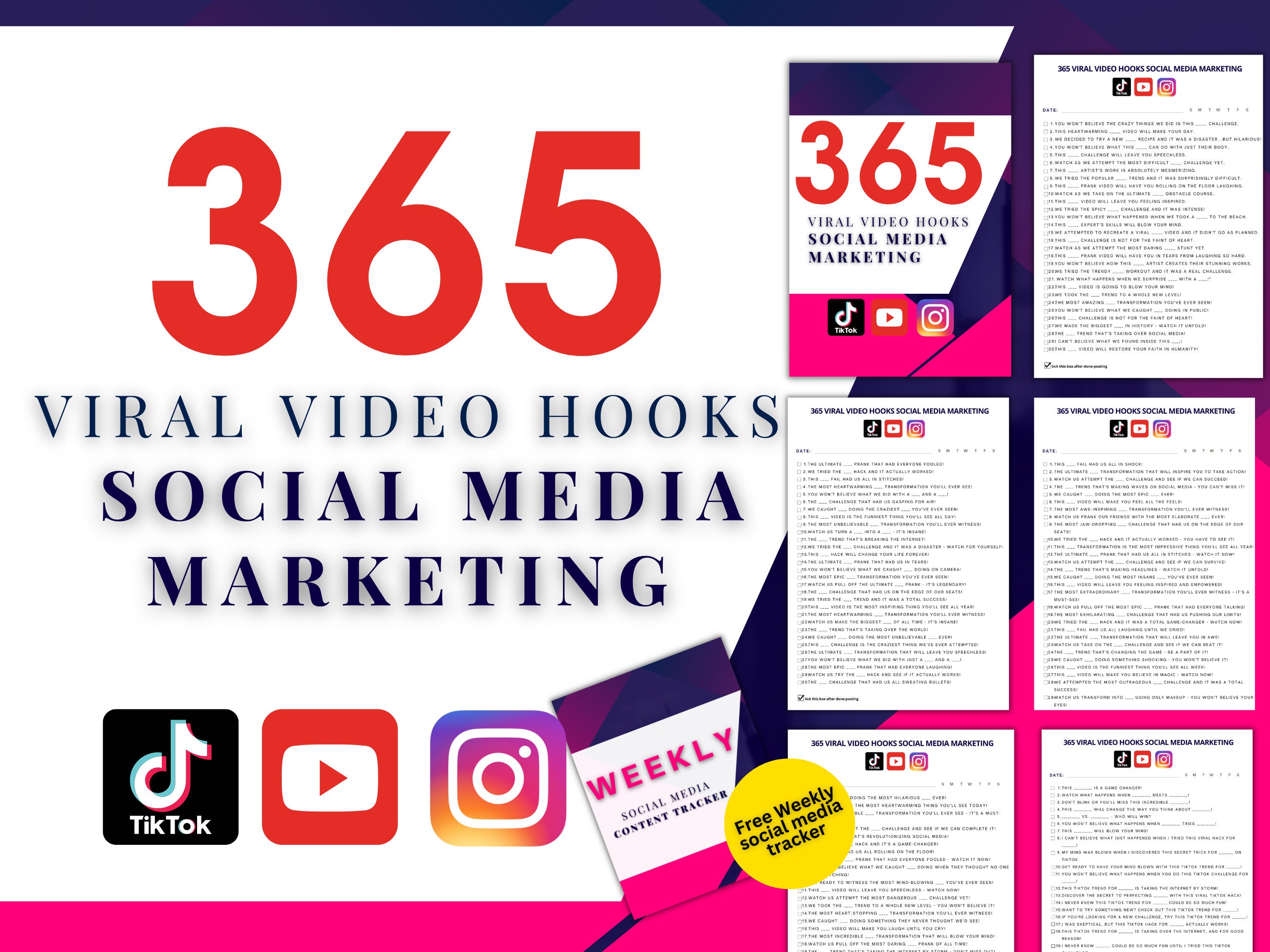 365 Instagram Template Viral Hooks, Full Year Content Planner Viral ...