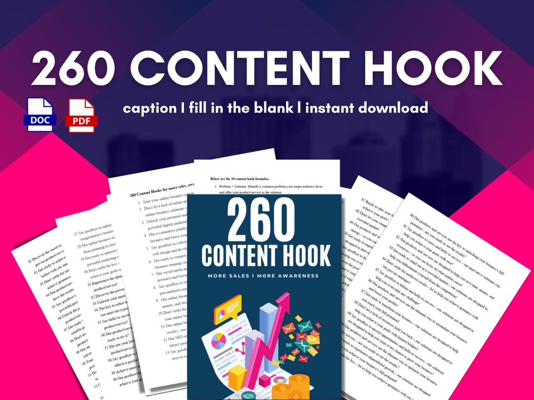 260 Content Hooks for Small Businesses, Sales Content Hooks, Social ...