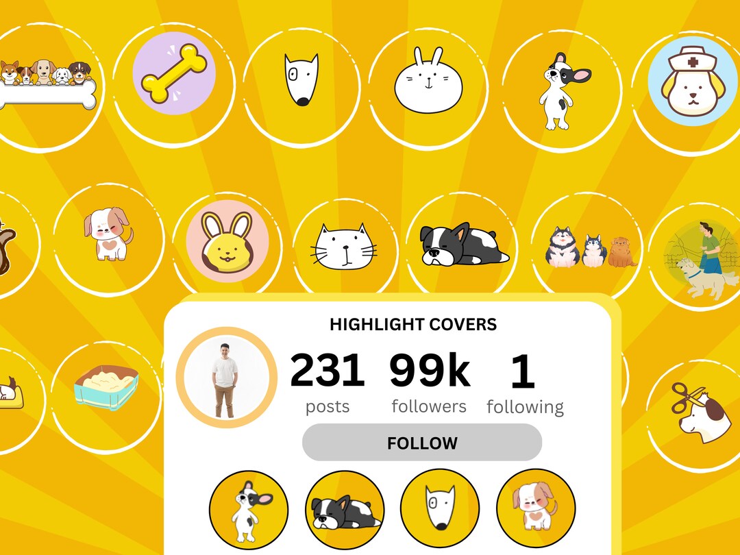 50 Pets Instagram Highlights Templates| Cute Pets Canva Editable ...