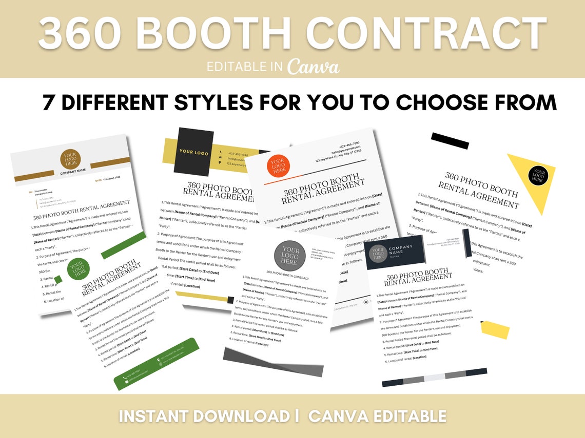 360 Photo Booth Contract 360 Booth Editable Contract Template, Photo ...