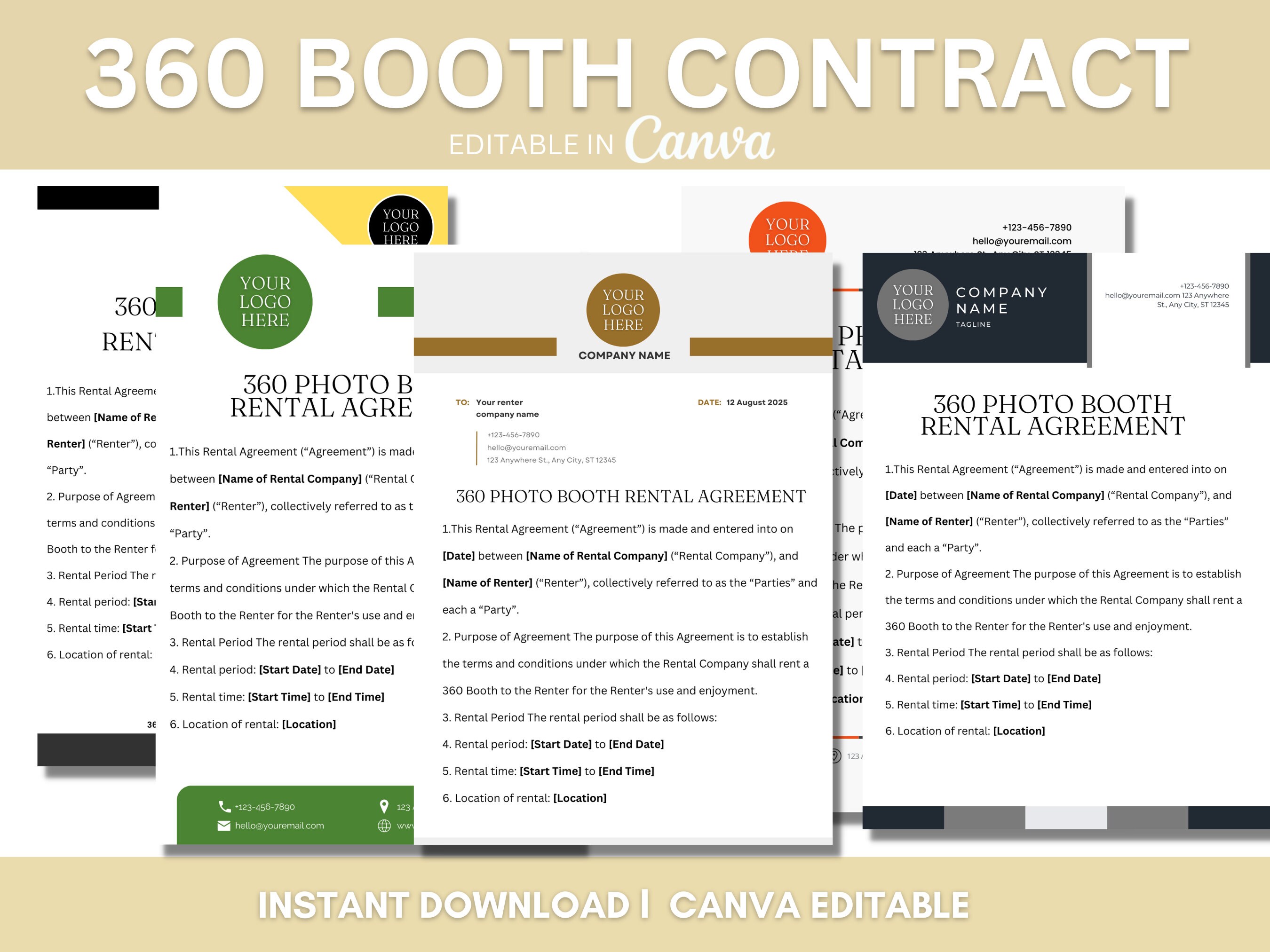 360 Photo Booth Contract 360 Booth Editable Contract Template, Photo ...