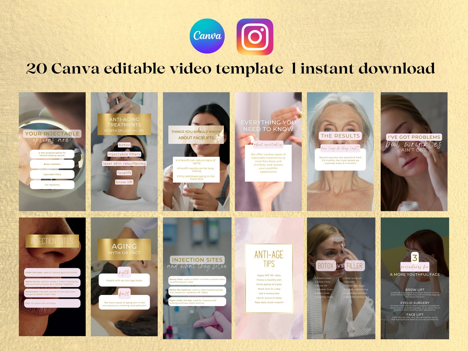 20 Editable Instagram Reel Anti Wrinkle and Filler Post Templates ...