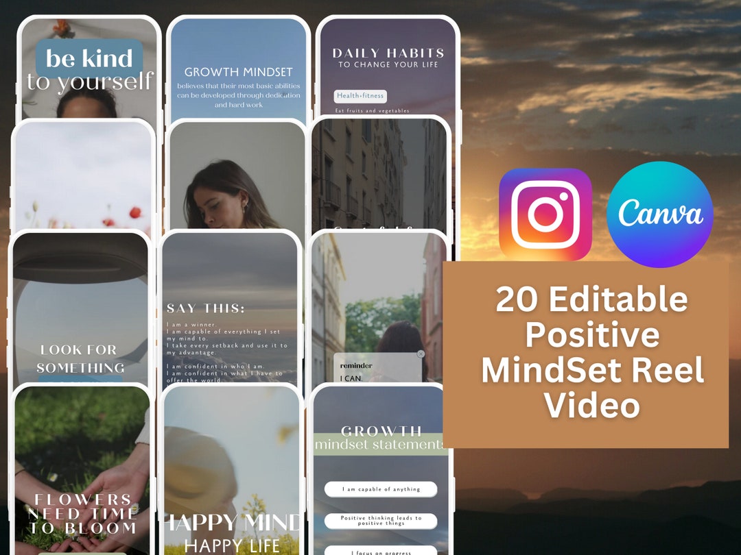 20 Editable Positive Mindset Instagram Reels , Life Coaching Reels for ...
