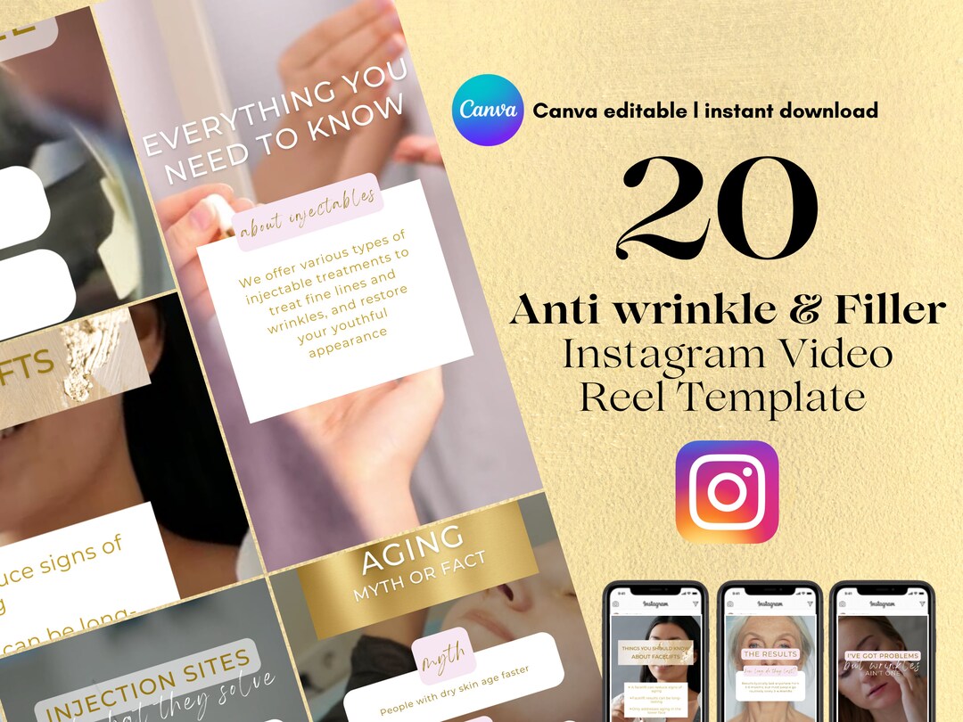 20 Editable Instagram Reel Anti Wrinkle and Filler Post Templates ...