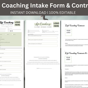 Life Coaching Intake Form and Contract,editable Life Coaching Form,life ...