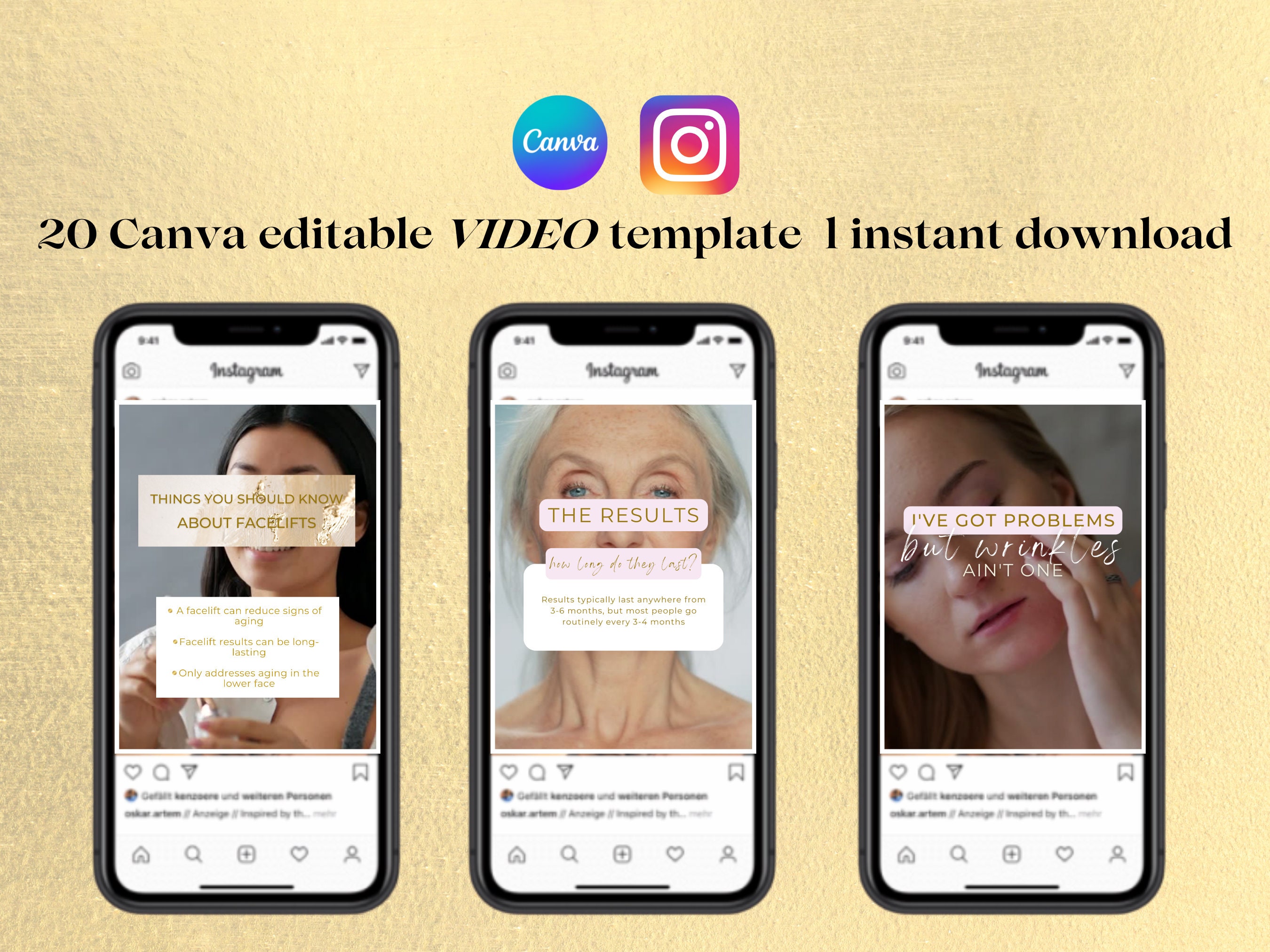 20 Editable Instagram Reel Anti Wrinkle and Filler Post Templates ...