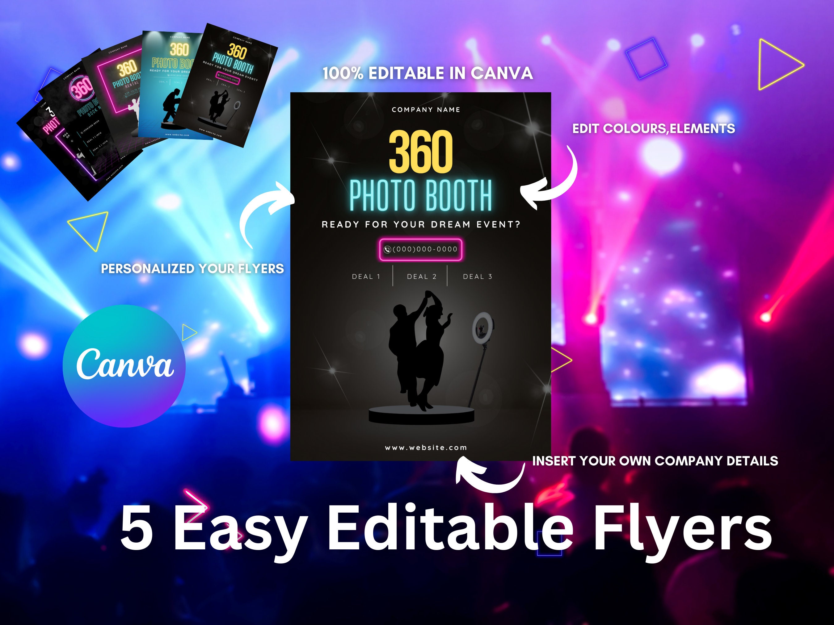 360 Photobooth Flyer,360 Photo Booth Rental Flyer -editable 360 Photo ...