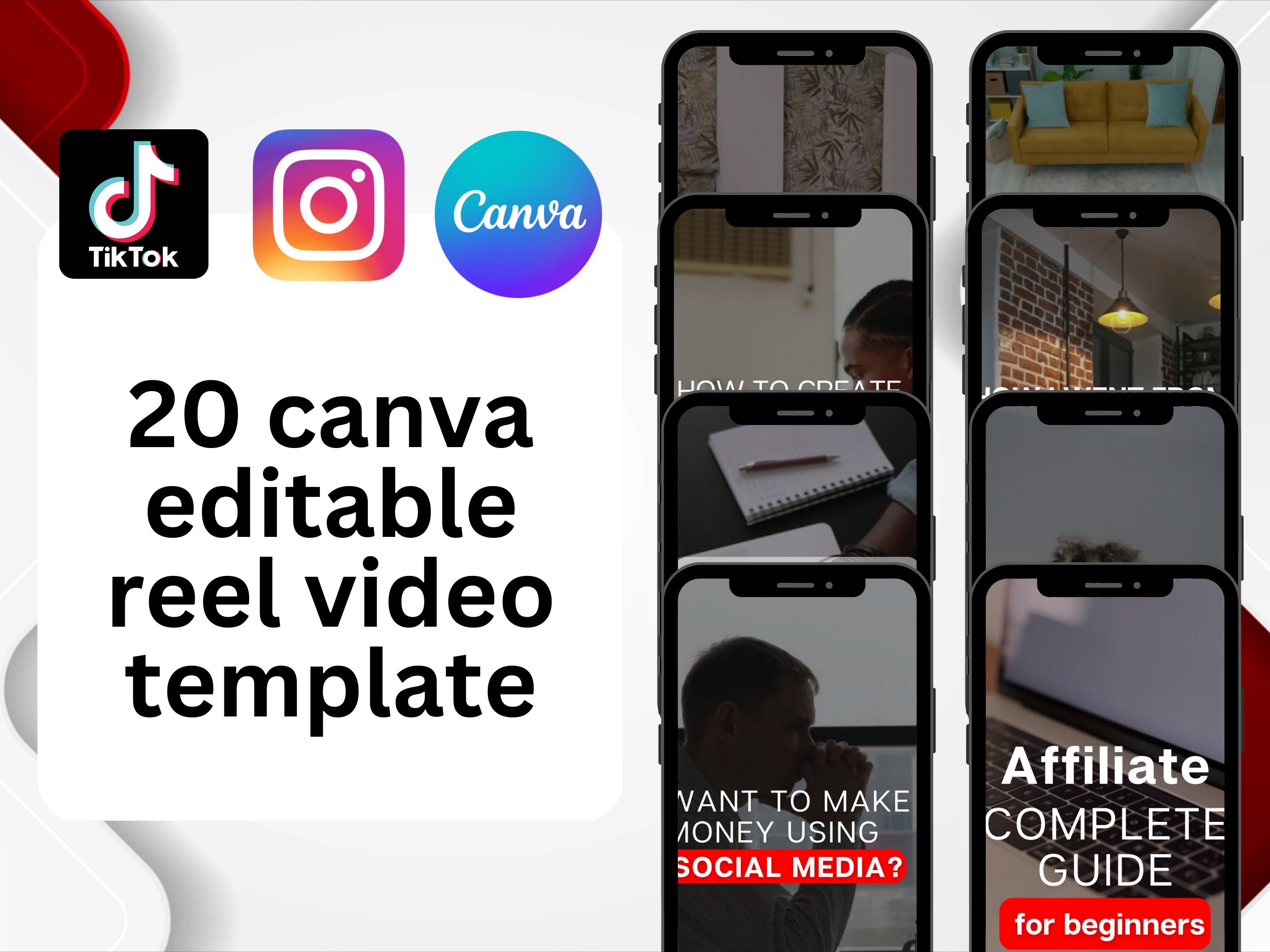20 Editable Instagram Reel Affilliate Marketer Templates for Reel ...