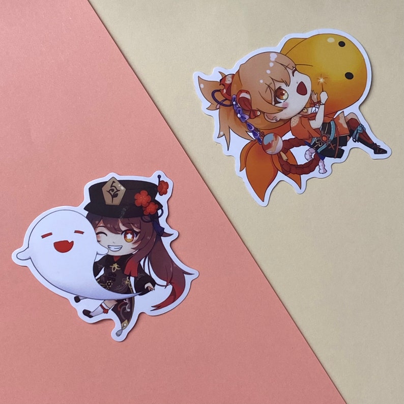 Genshin Impact - Hutao With Ghost & Yoimiya With Goldfish Glossy ...