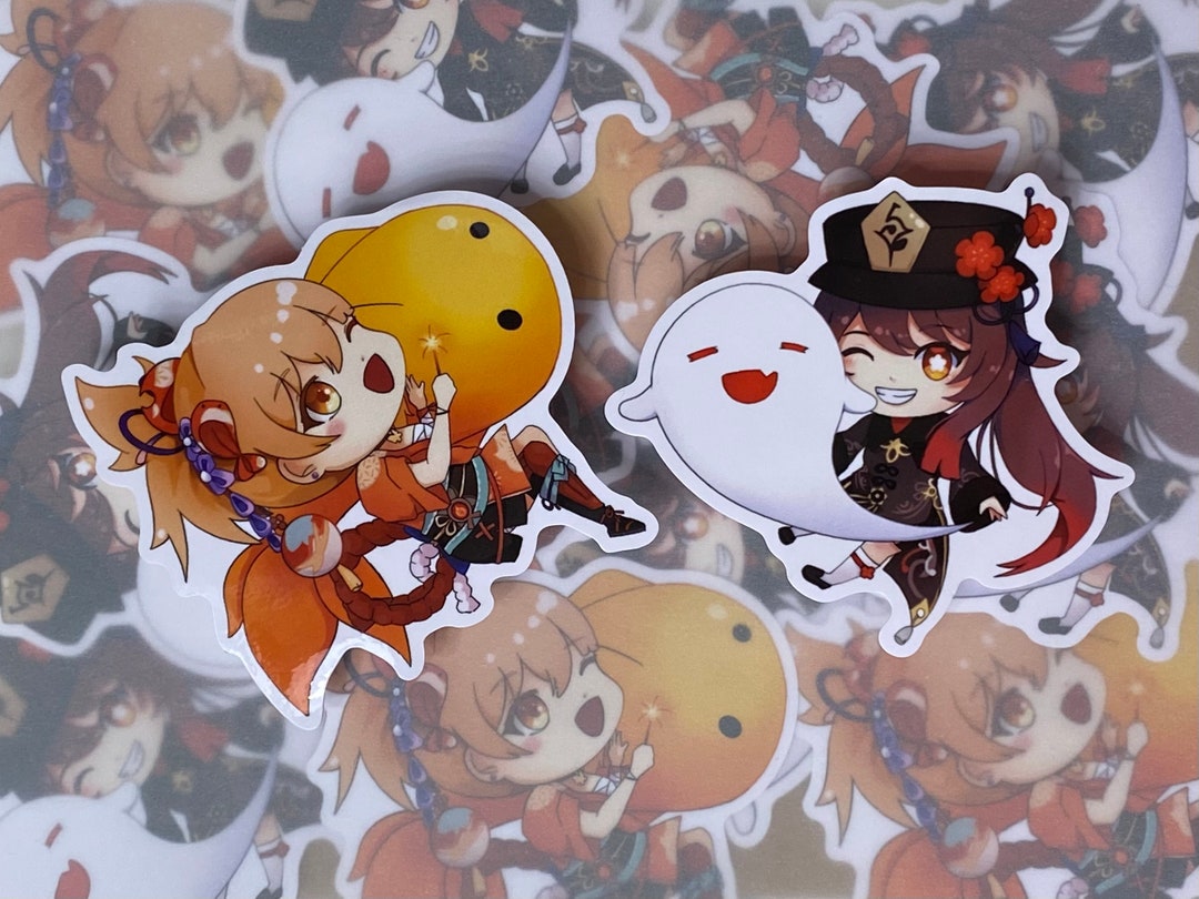 Genshin Impact - Hutao With Ghost & Yoimiya With Goldfish Glossy ...
