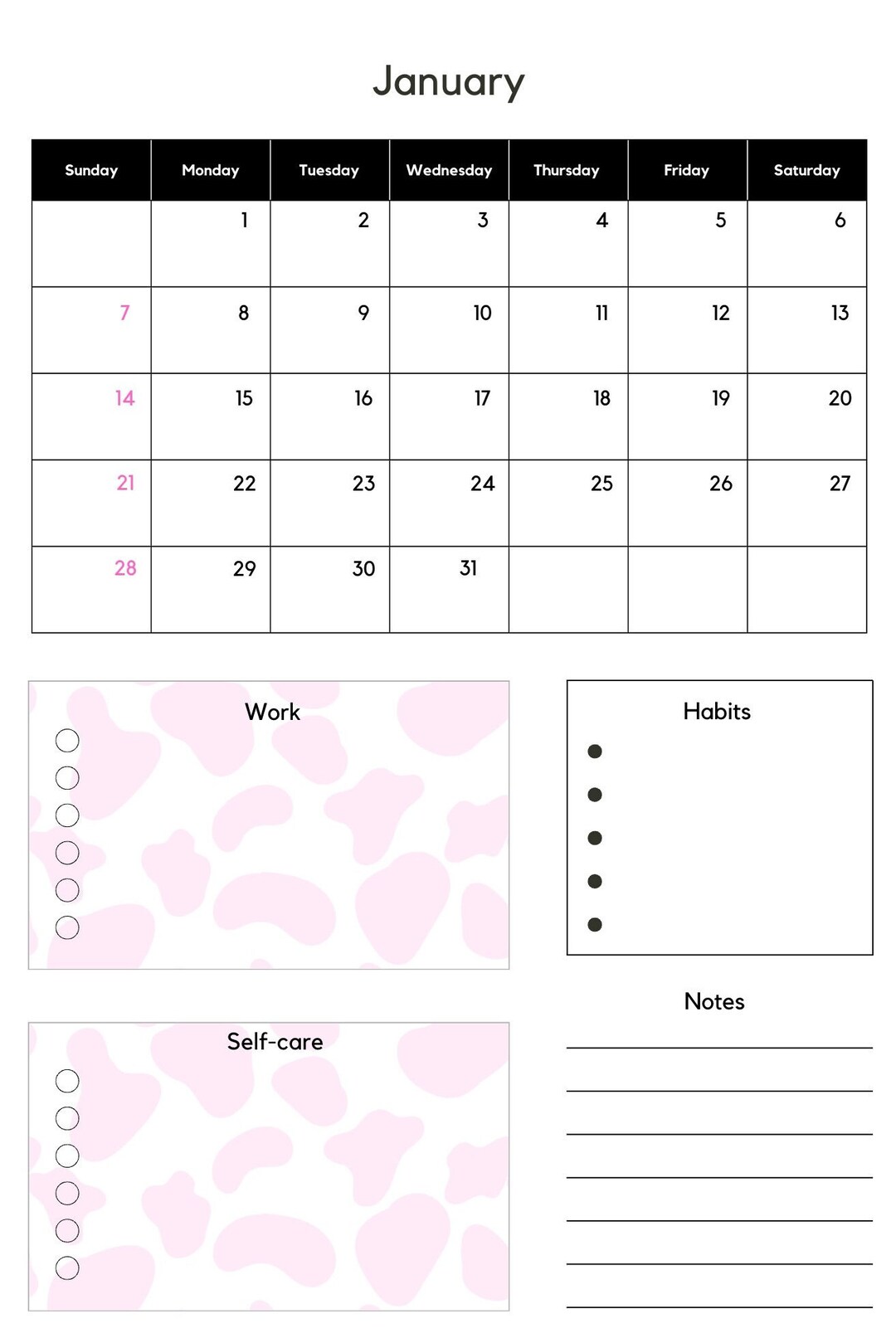 2024 NEW YEAR Cow Design Calendar Planner Agenda Organizer - Etsy