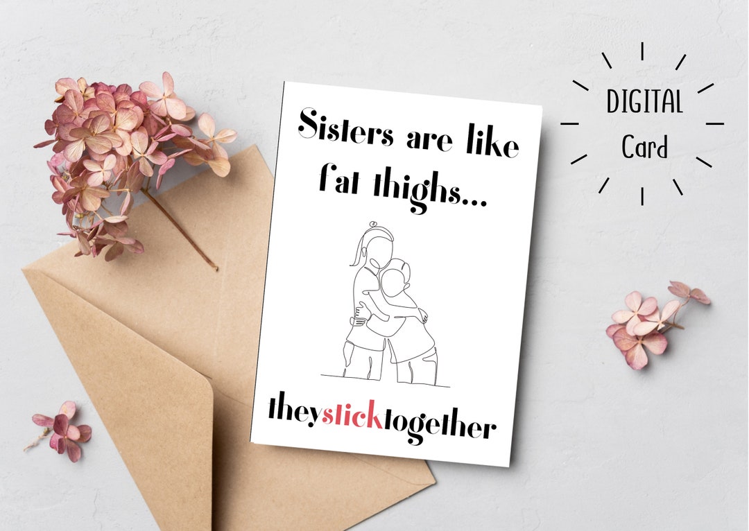 Sister Card, Printable Digital Card, I Love You Card, Humour, Funny ...