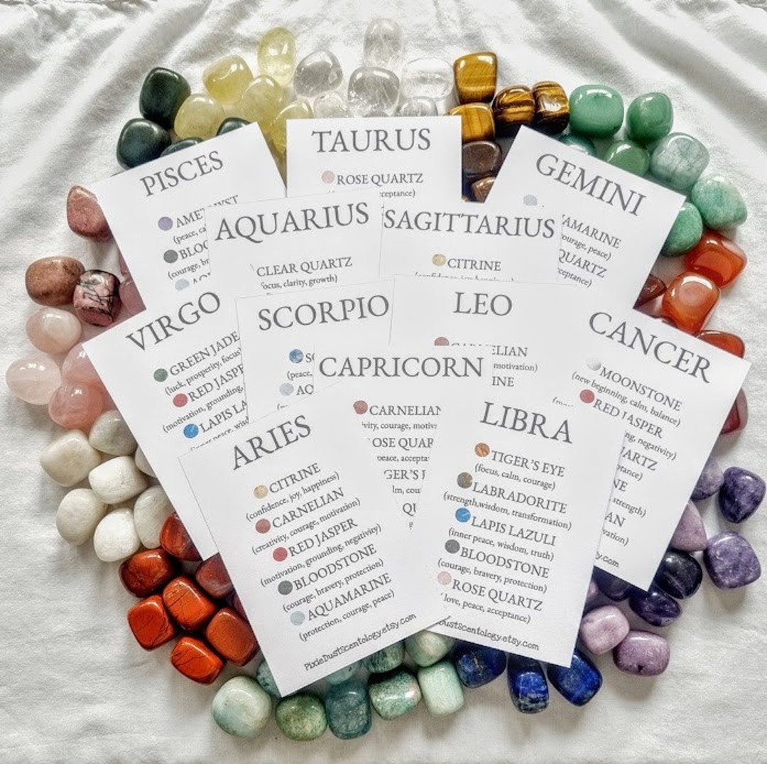 Zodiac Crystal Set 12 Zodiac Signs Crystal Set Astrology Gemstone Set ...