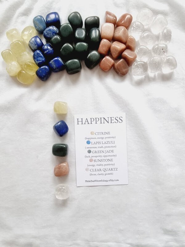 Crystals for Happiness Positive Energy Happiness Crystal Set - Etsy UK