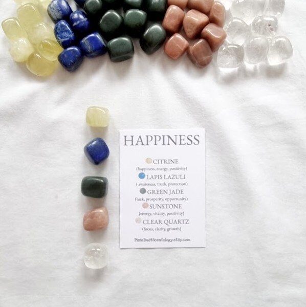 Crystals for Happiness Positive Energy Happiness Crystal Set - Etsy UK