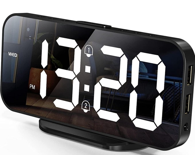 3D LED Digital Clock Wall Decoration Glowing, Night Mode Adjustable Electronic Table Clock Wall ...